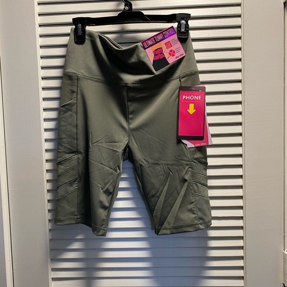 shosho | Shorts | Shosho Large Olive High Waisted Solid Mesh Biker ...